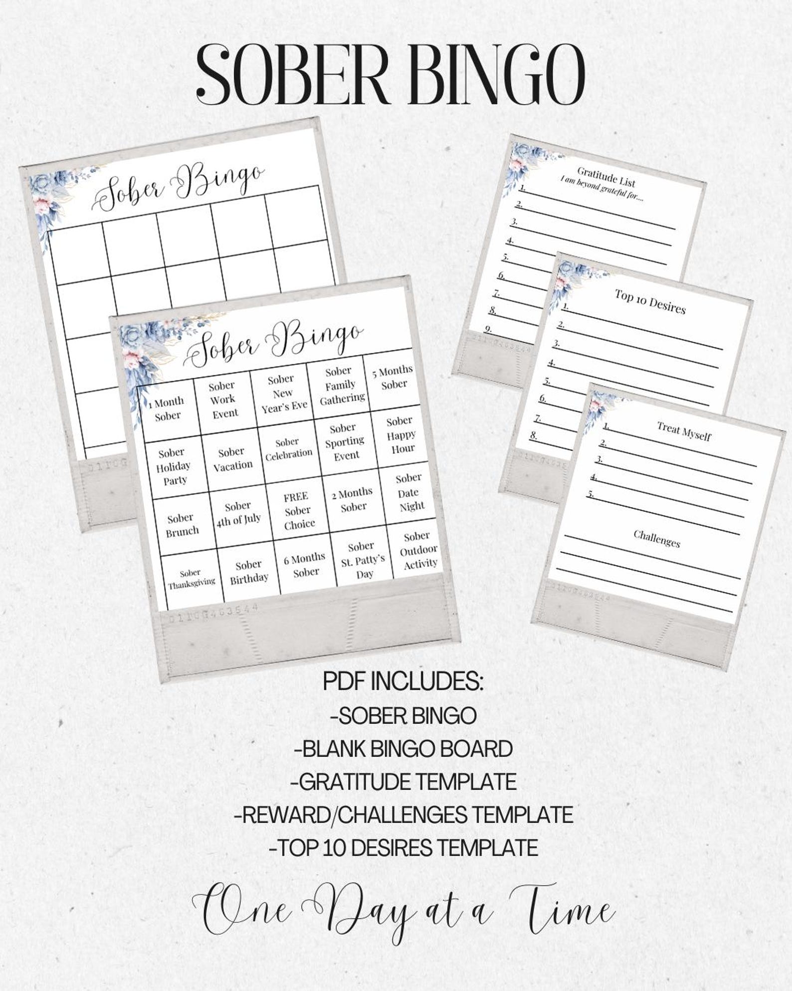 Editable Sober Bingo: Printable Recovery Game (PDF) - Etsy