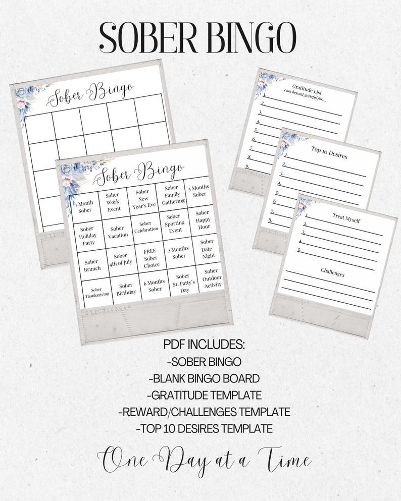Editable Sober Bingo: Printable Recovery Game (PDF) - Etsy