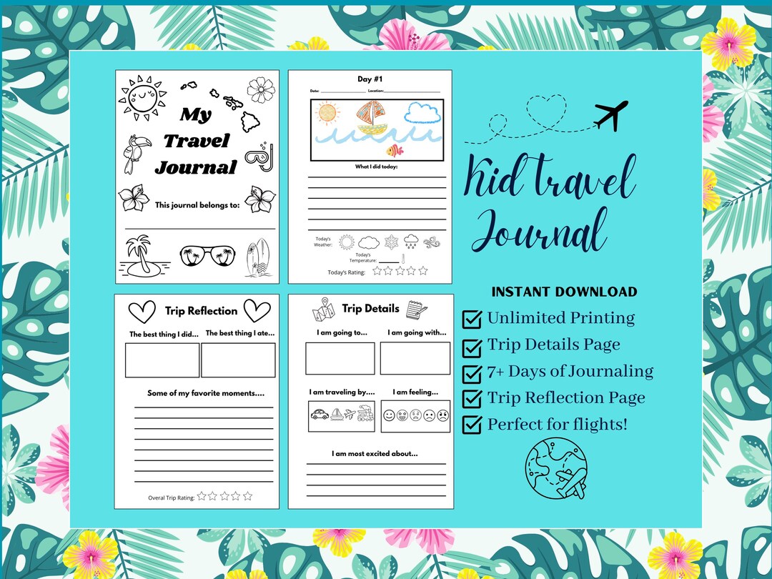 Tropical Kid Travel Journal, Vacation Activity Book (PDF) - Etsy