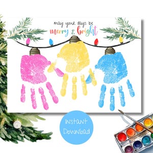 Holiday Handprint Craft, Merry and Bright Handprint Activity ...