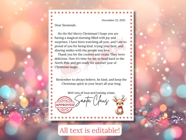 Editable Letter From Santa, Christmas Morning Tradition, Christmas ...