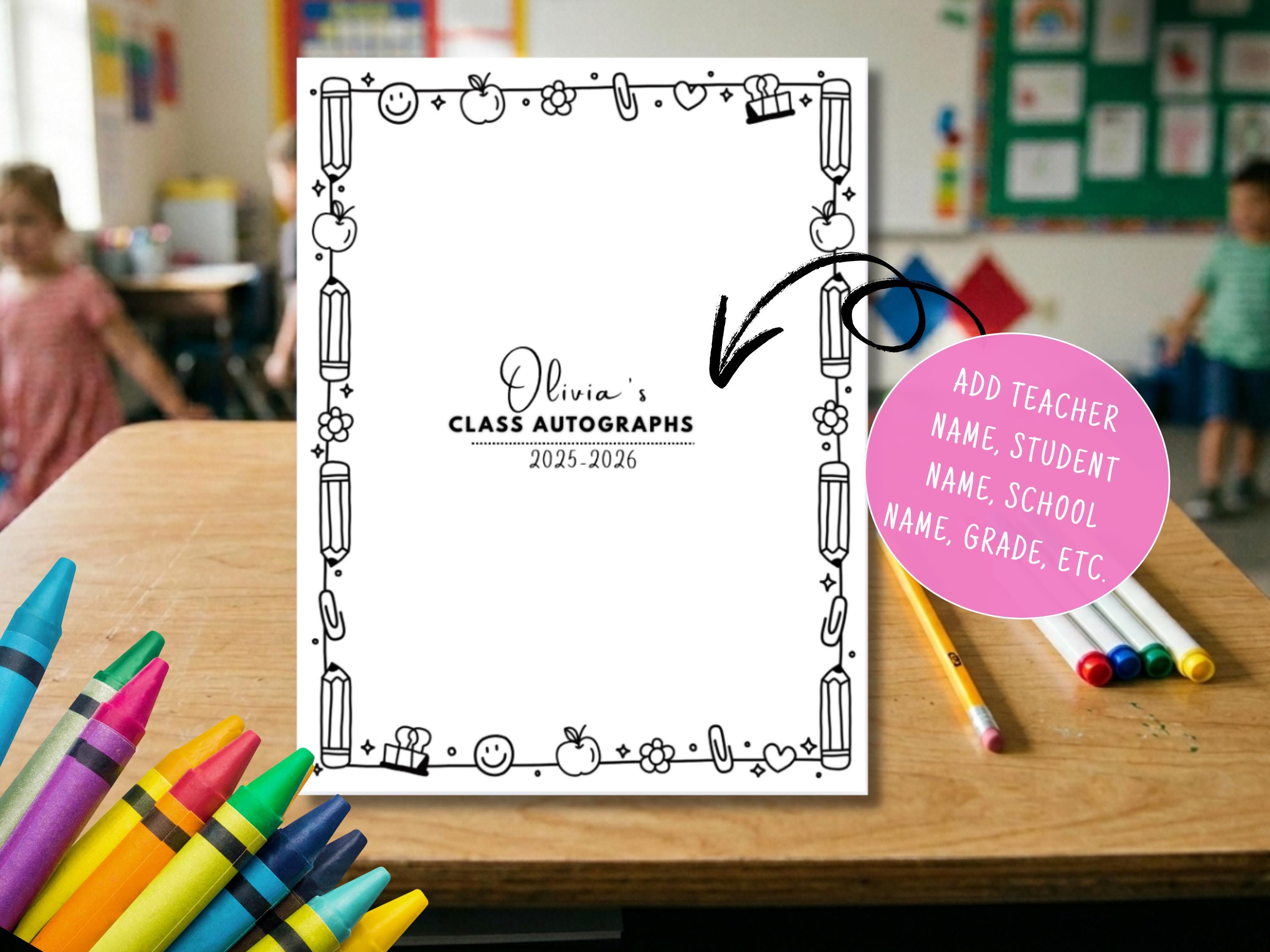Editable End of Year Autograph Page: School Keepsake, Student ...