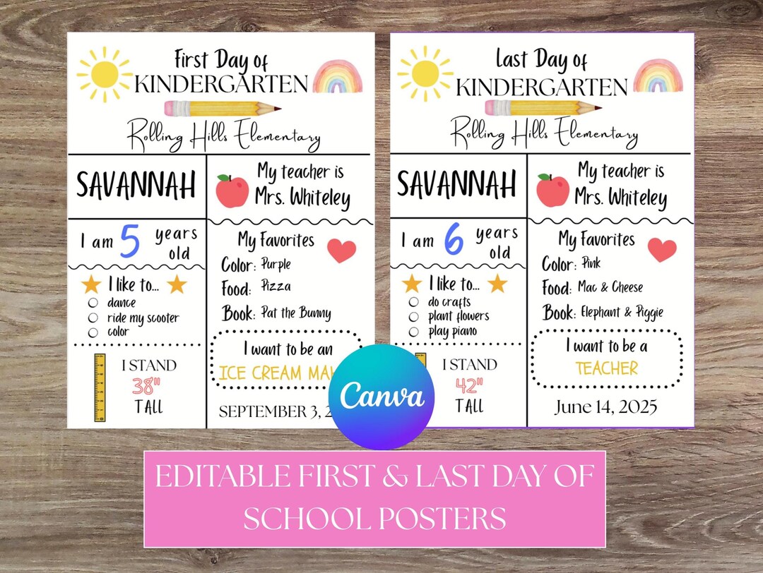 Editable First and Last Day of School Sign: Personalized Keepsake ...