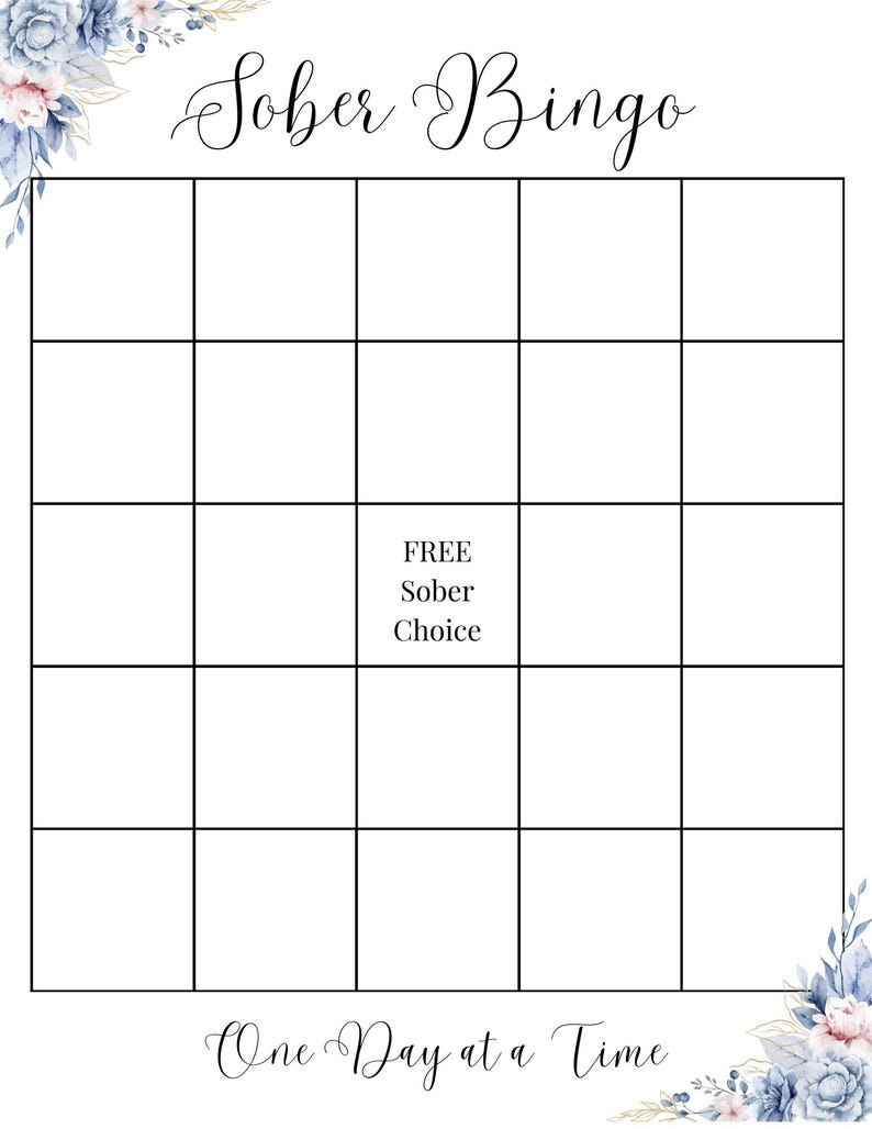 Editable Sober Bingo: Printable Recovery Game (PDF) - Etsy