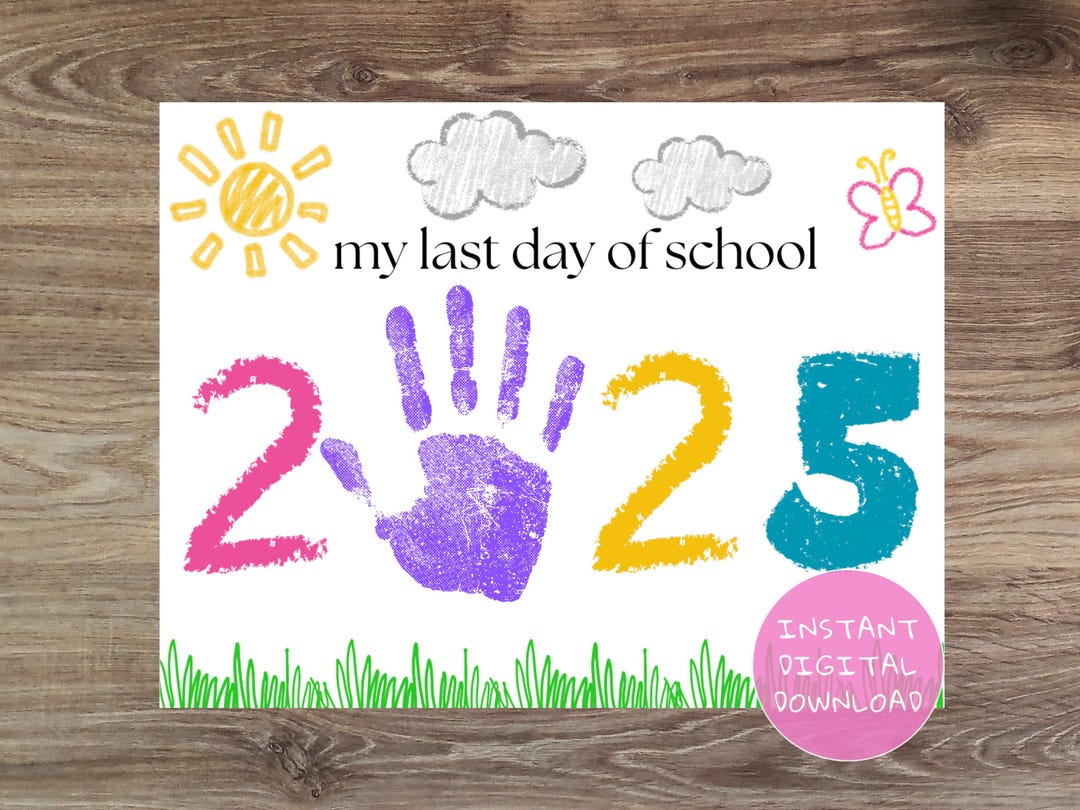 Last Day of School Handprint, End of Year Sign, Last Day of School Sign ...