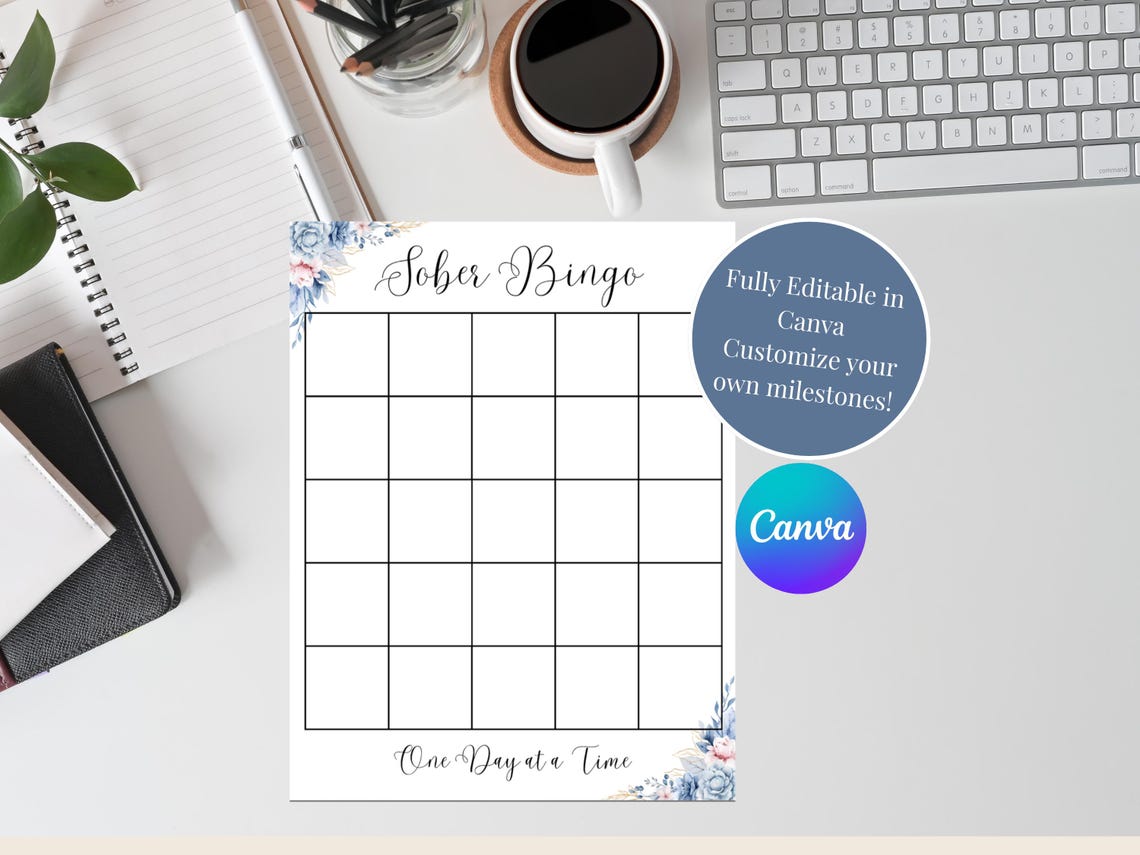 Editable Sober Bingo: Printable Recovery Game (PDF) - Etsy