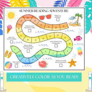 Kid's Summer Reading Challenge, Fun Book Log, Reading Adventure Game ...