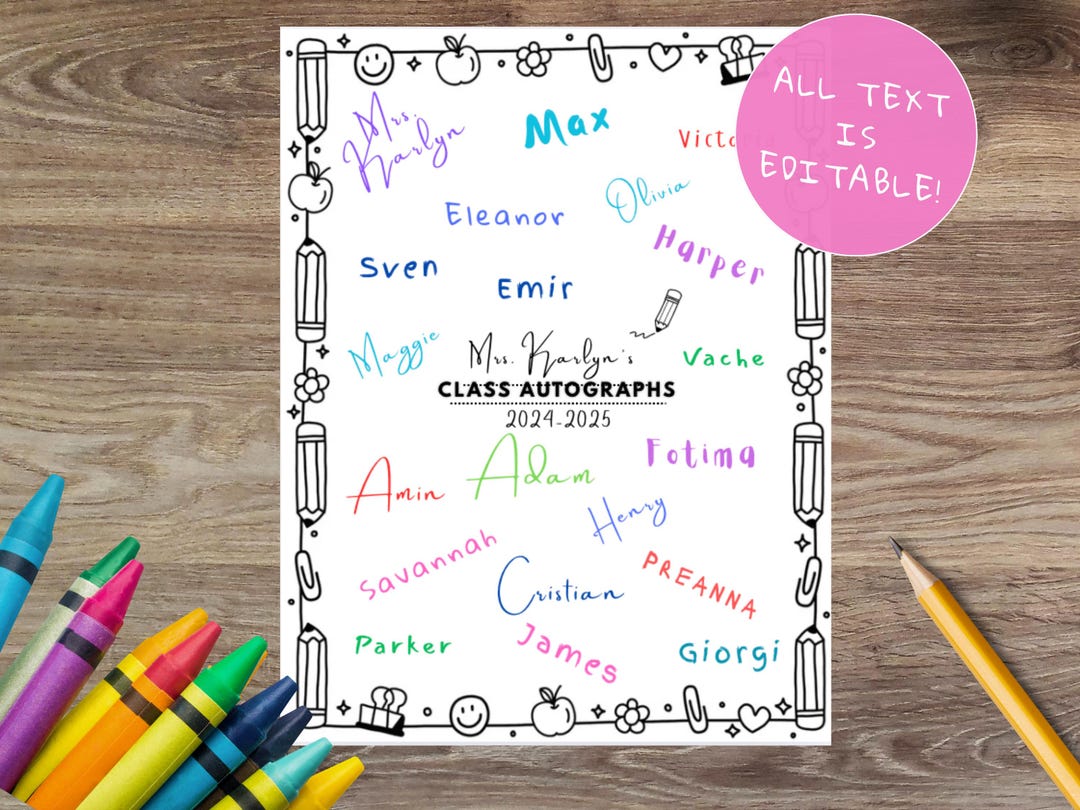 Editable End of Year Autograph Page, Last Day of School Autographs ...