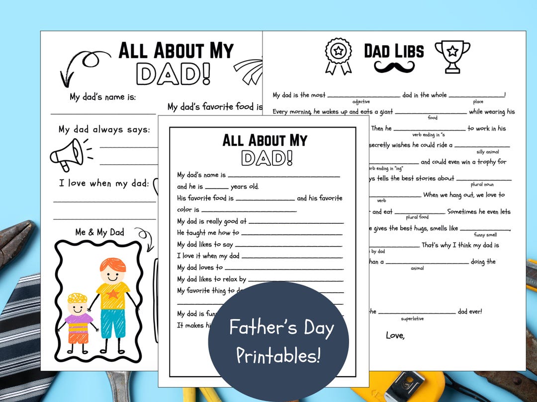 Father's Day Gift Printable: All About My Dad Activity, Father's Day ...