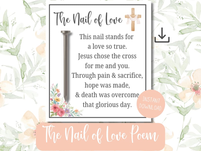 Nail of Love Poem Printable | Christian Easter Activity | Cross Poem ...