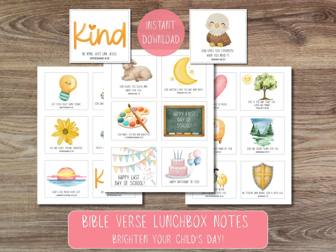 Watercolor Bible Verse Lunchbox Notes, Encouraging Messages (PDF ...
