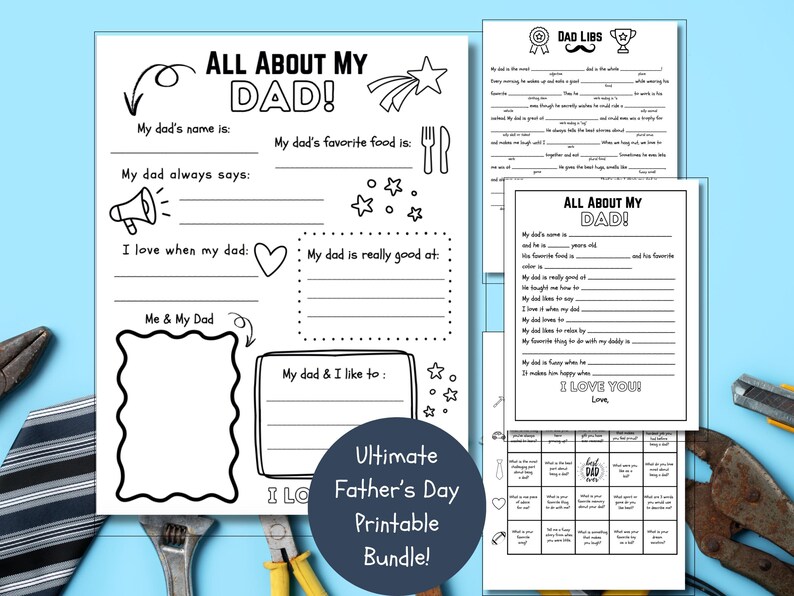 Father's Day Printable Activity Bundle: Dad Libs, Bingo, Certificates ...