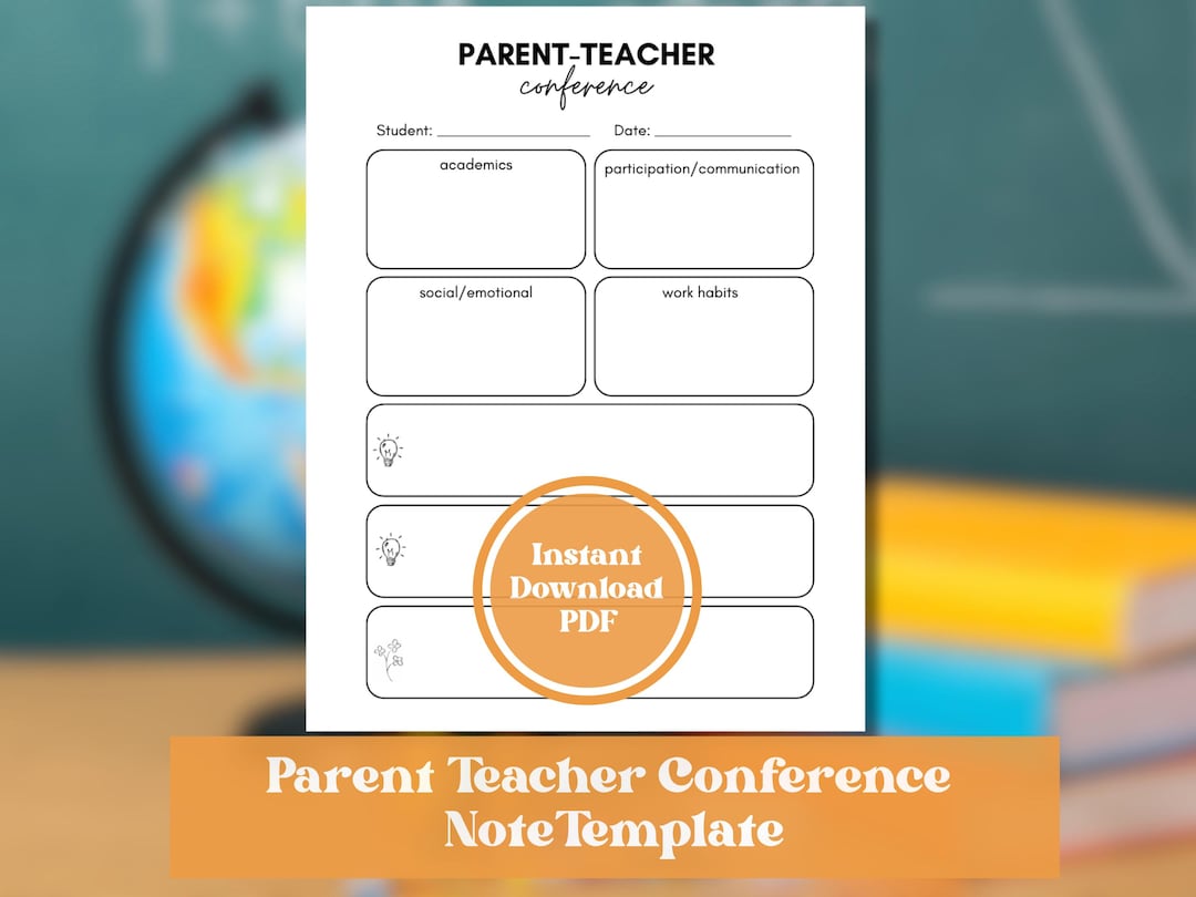 Parent Teacher Conference Template, Report Card Conference Notes, Note ...
