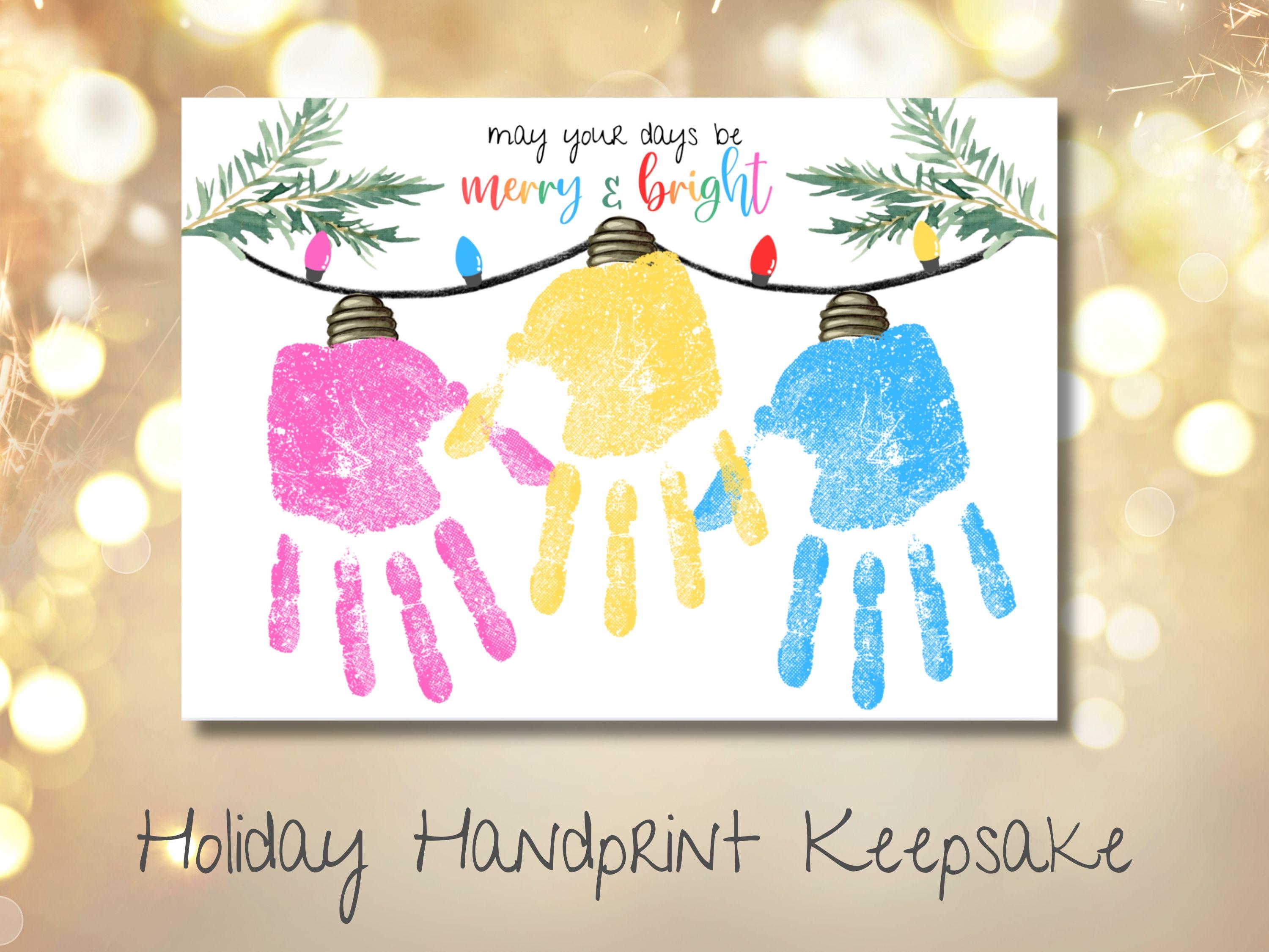 Holiday Handprint Craft, Merry and Bright Handprint Activity ...