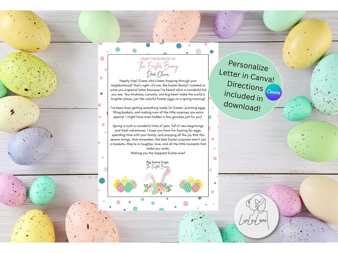 EDITABLE Easter Bunny Letter, Letter From the Easter Bunny, Easter ...