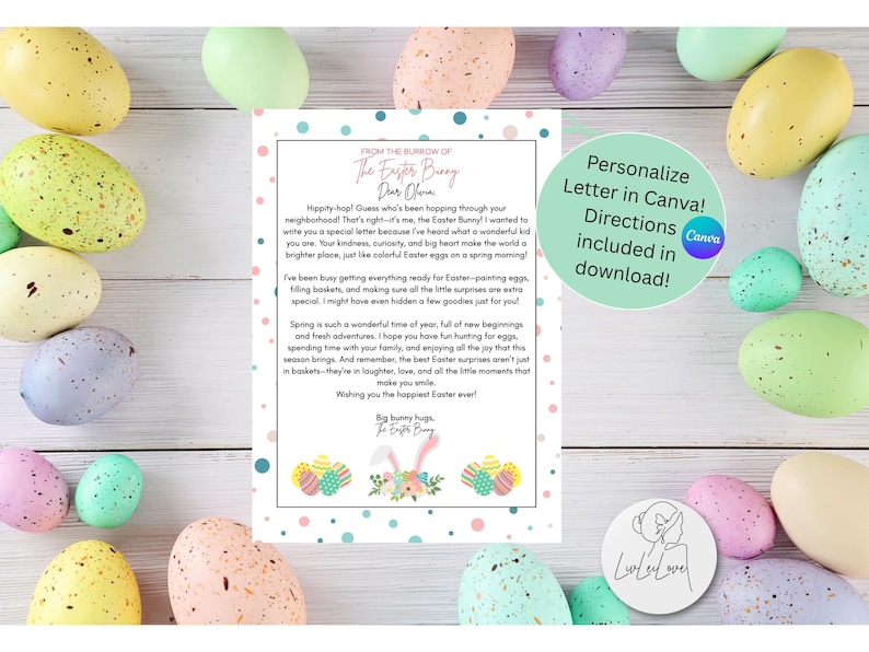 Editable Easter Bunny Letter: Personalized Keepsake (digital Download ...