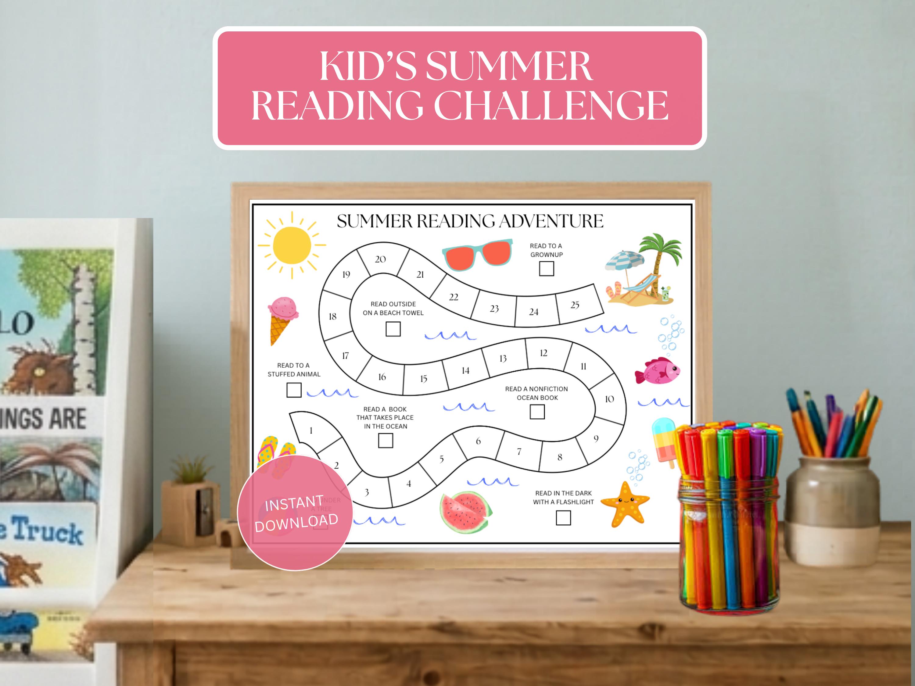 Kid's Summer Reading Challenge, Fun Book Log, Reading Adventure Game ...