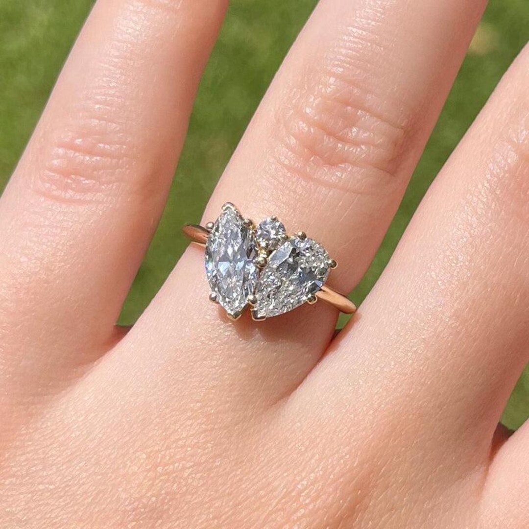 Tilted Diamond Engagement Ring · Eternal Love Tilted Two Stone Diamond ...