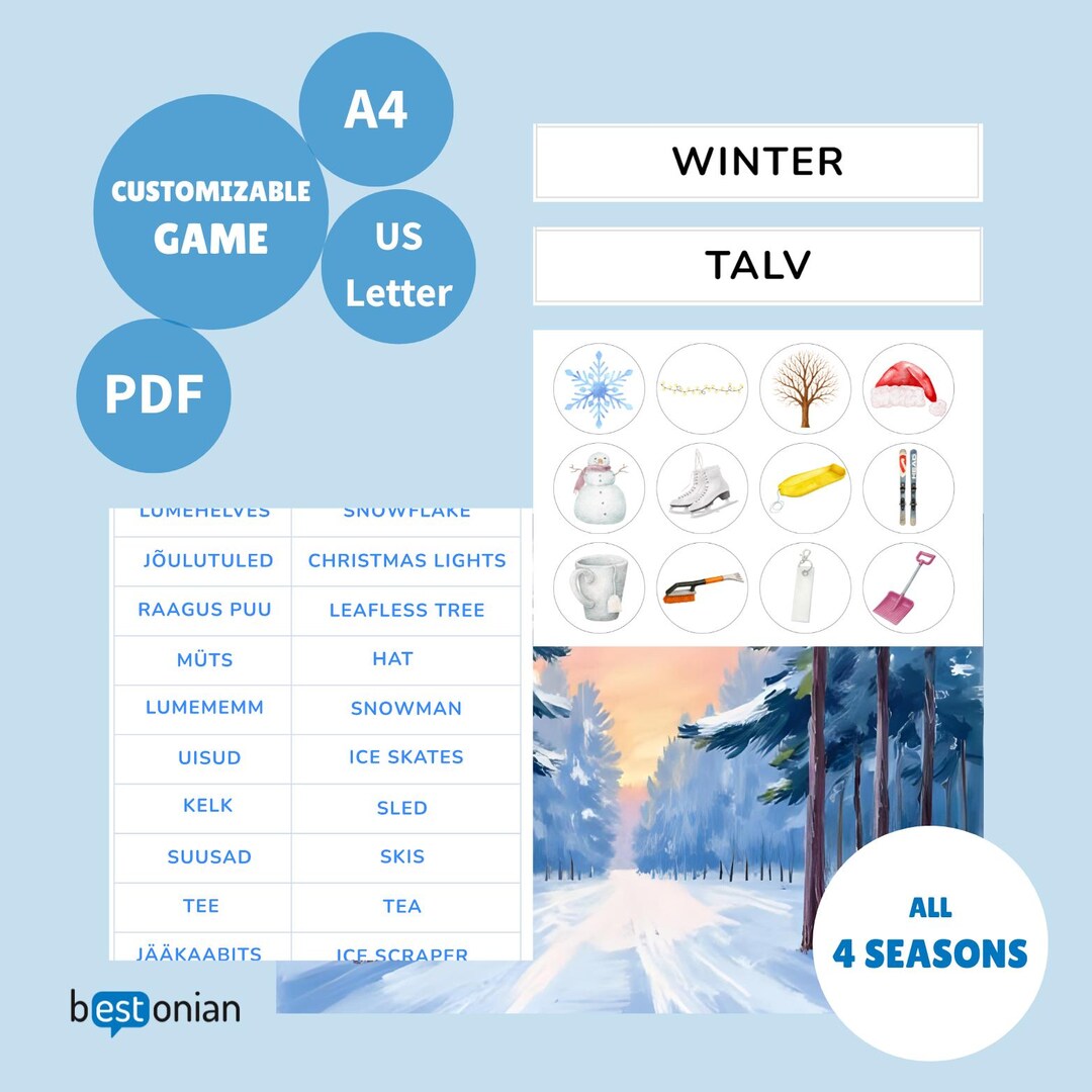 Seasons Sorting Game (EST/ENG) – Estonian Homeschool Learning (PDF) - Etsy