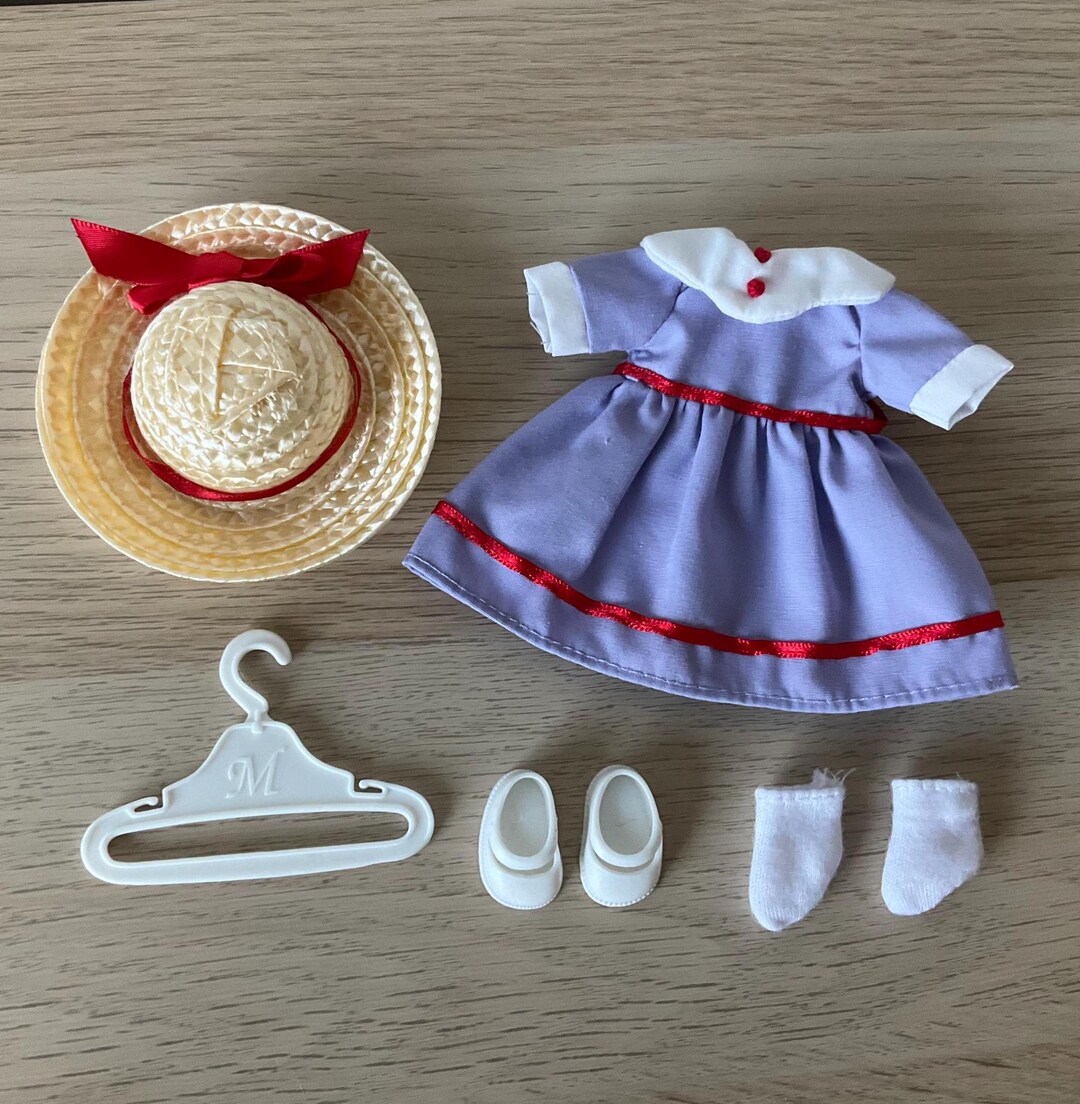 Vintage Madeline Tea Party Dress and Straw Hat With Red Ribbon for 8 ...