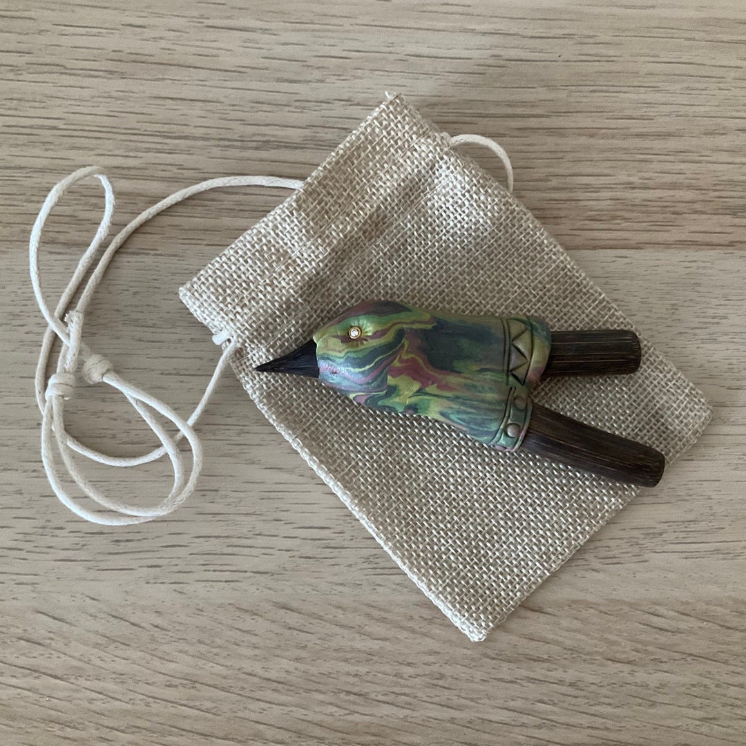Nukini Hummingbird Kuripe With Medicine Bag Necklace and 1-4 Hape ...
