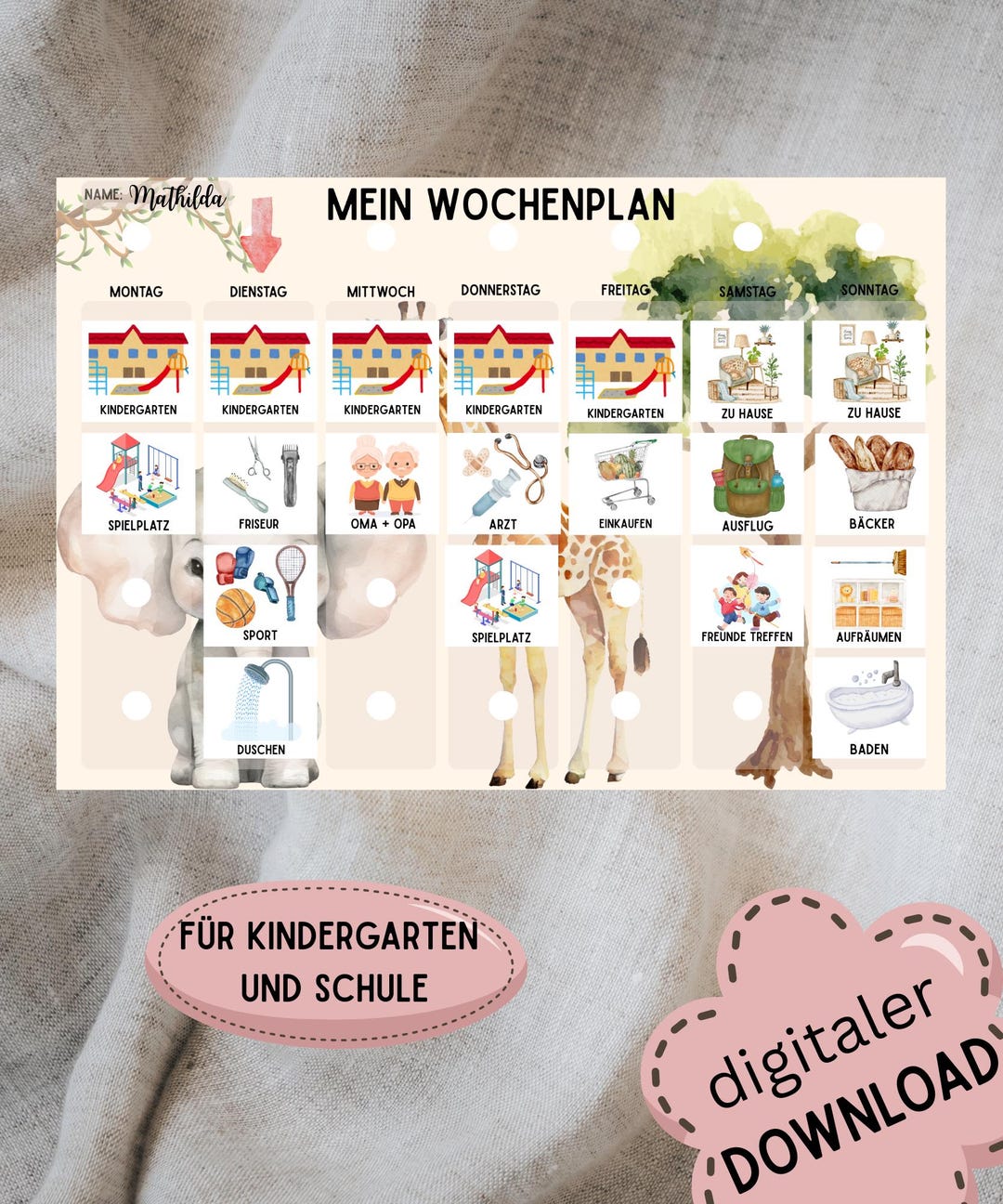 Jungle Weekly Planner for Children With Routine Cards A4 | Montessori ...