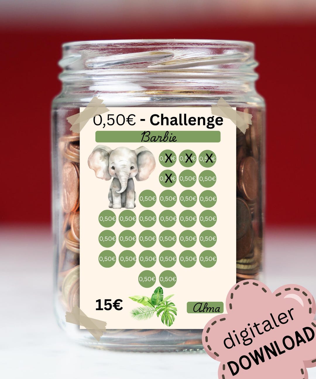 Jungle Savings Challenge Printable | 6 Savings Goals in a Set | Digital ...