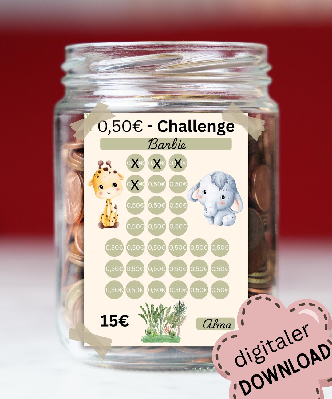 Jungle Savings Challenge Printable | 6 Savings Goals in a Set | Digital ...