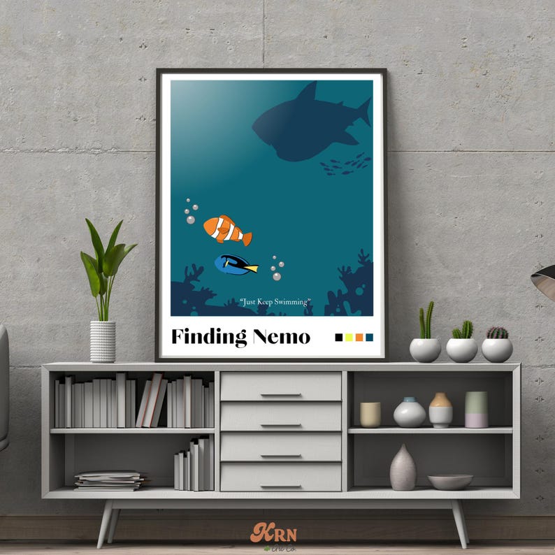 Finding Nemo Inspired Poster, Movie Theme Poster, Kids Movie Wall Art ...