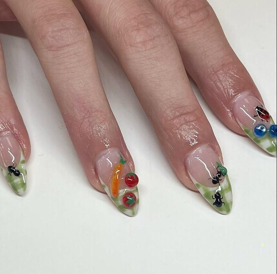 Fruit Picnic Press on Nails, Kawaii Picnic Nails, Handmade 3D Fruit ...