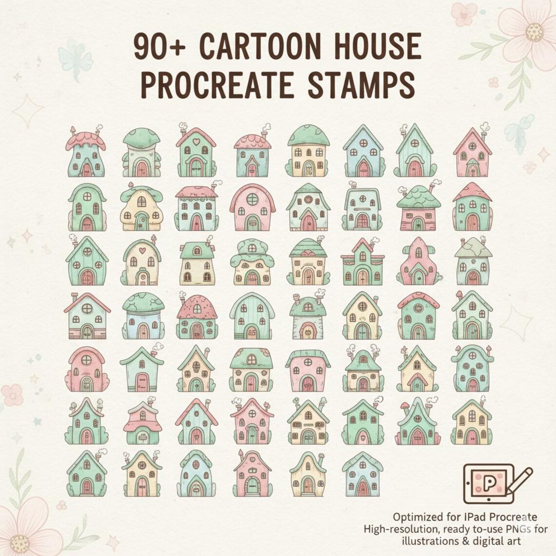 90+ Charming Home & Building Stamps | Procreate Cartoon Sketch Brushes ...