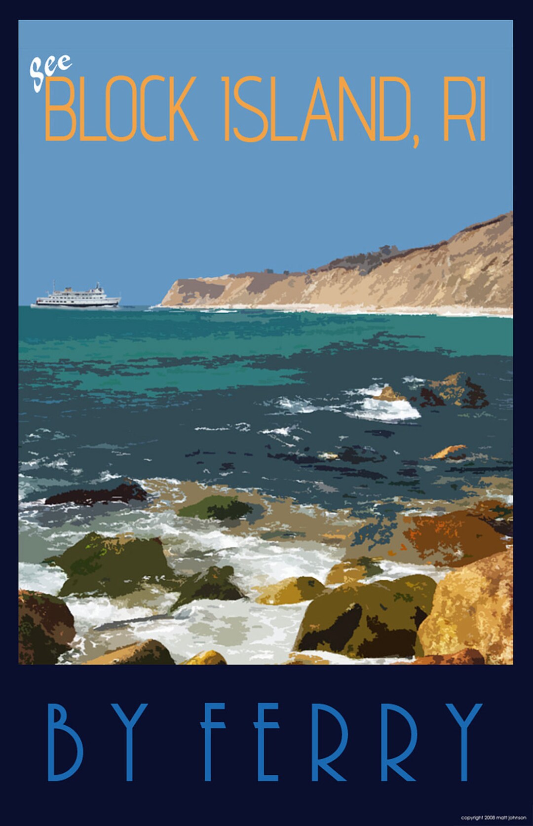 Wall Art, Block Island Travel Poster - Etsy
