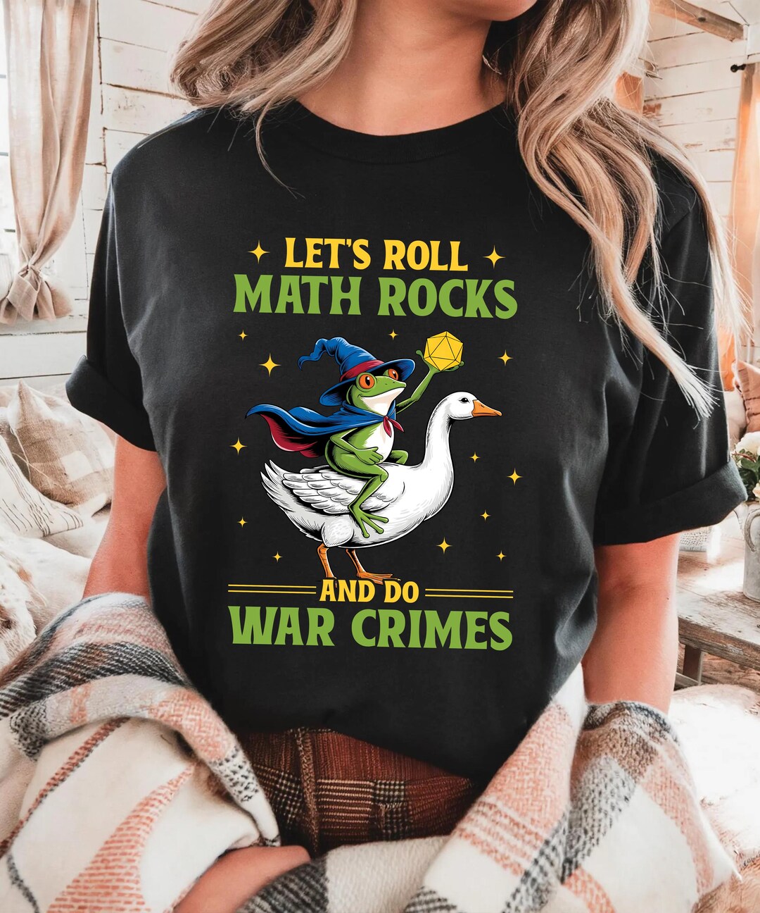 Let's Roll Math Rocks and Do War Crimes Shirt, Funny Frog Wizard Tee ...
