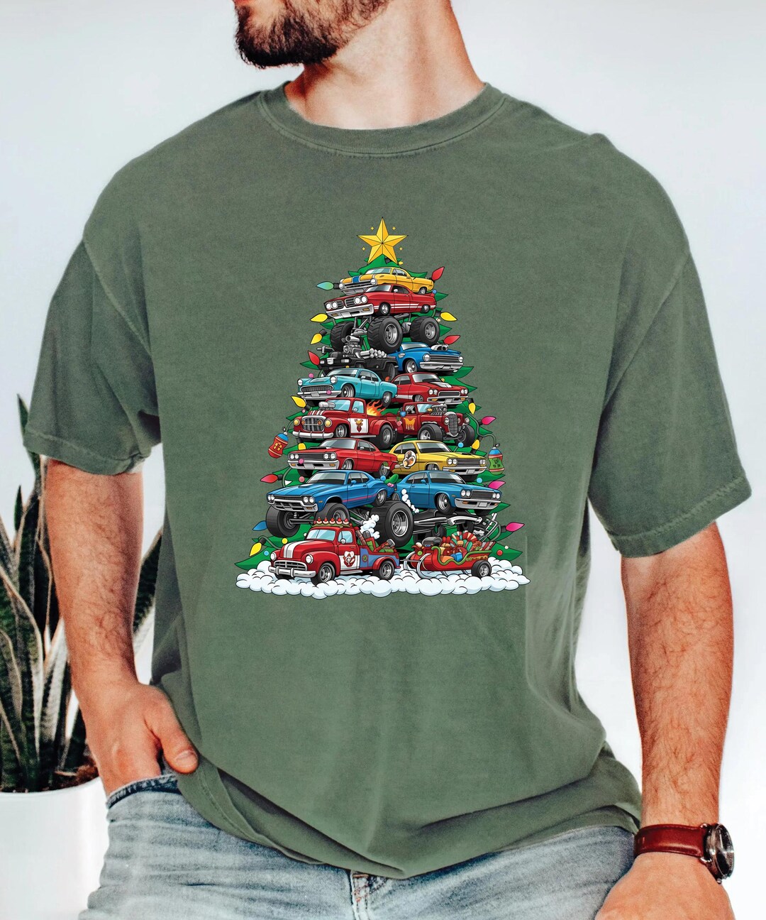 Car Madness Christmas Tree! Muscle Cars and Hot Rods T-shirt ...