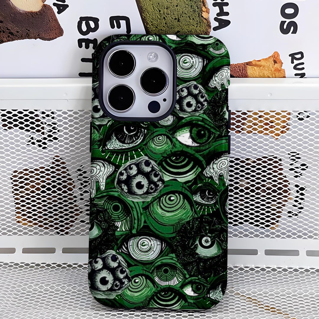 Horror Gore Eyeballs Phone Case, Dark Green Dual-layer Protection - Etsy