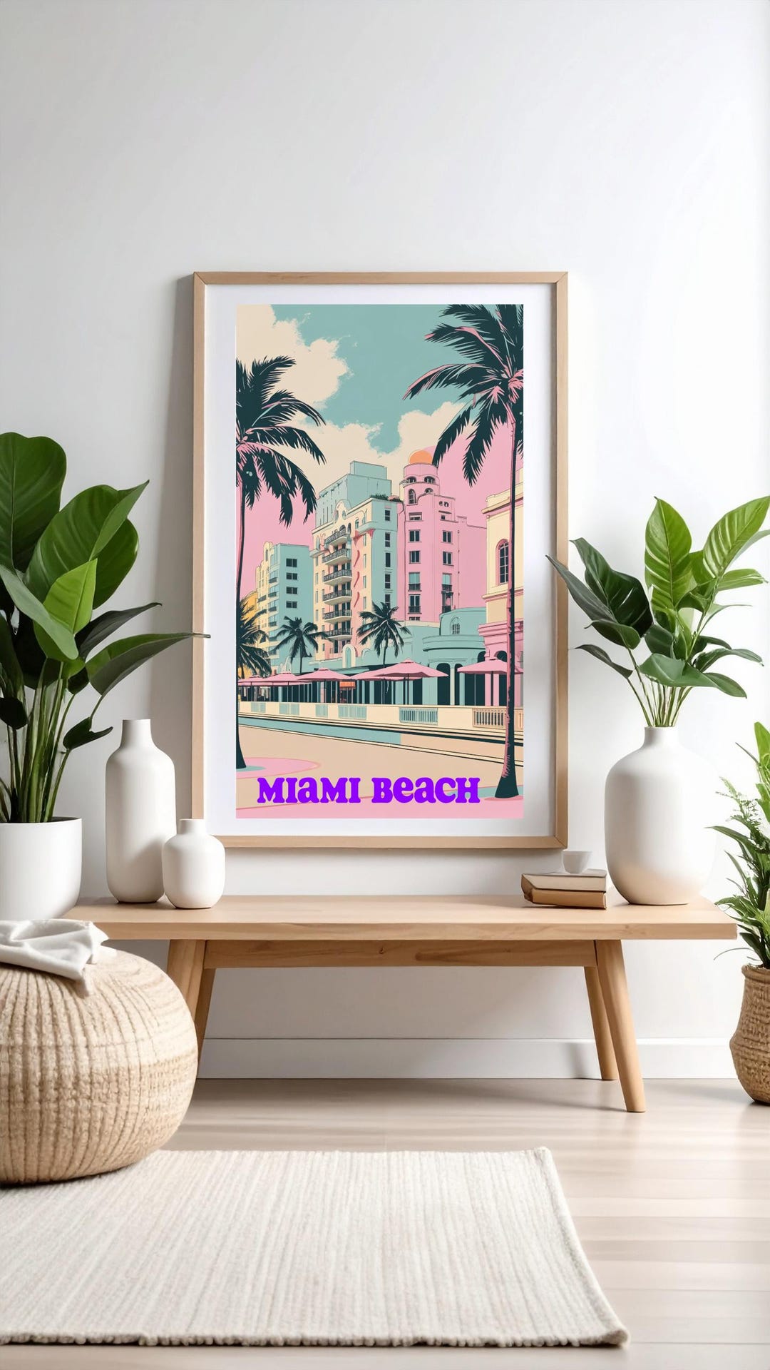 Miami Beach Art Deco Poster: Retro Ocean Drive Print - Etsy