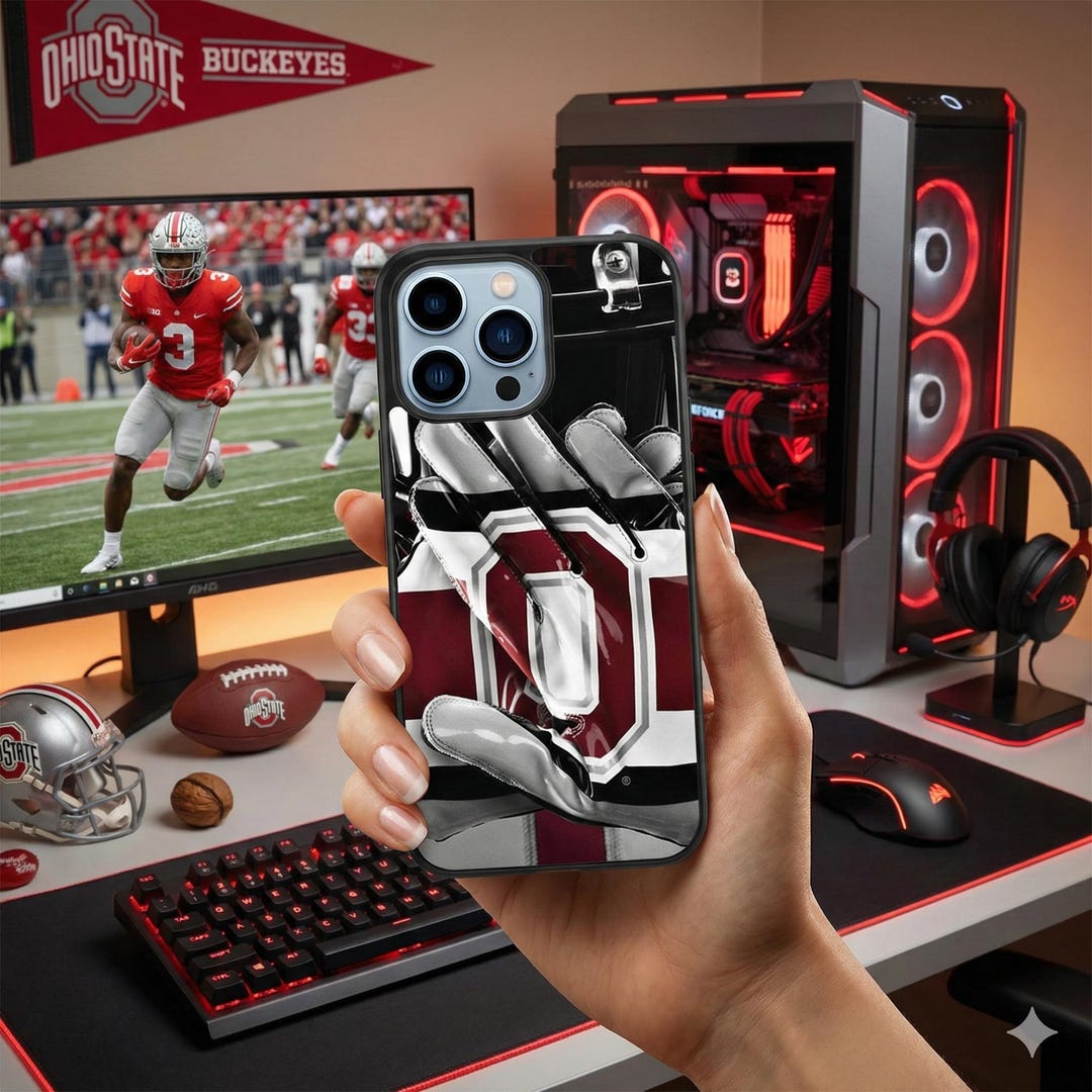 Crimson Emblem Gloves Sporty Poster Style iPhone 17 16 15 14 Pro Max ...
