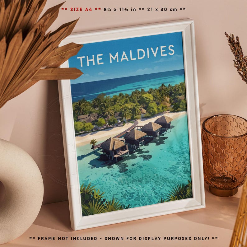 The Maldives | Vintage Travel Poster - Etsy UK