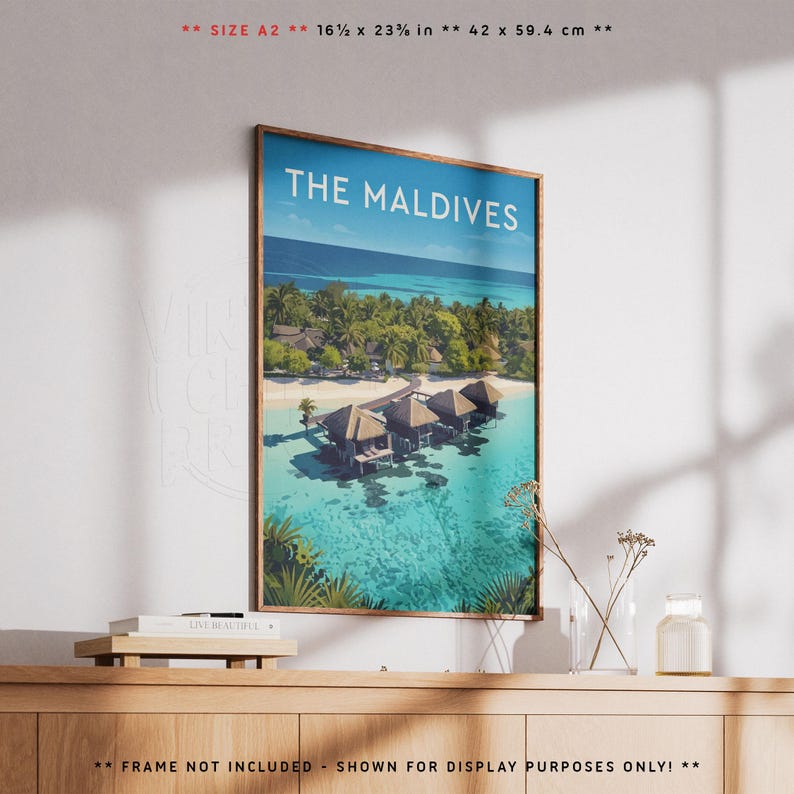 The Maldives | Vintage Travel Poster - Etsy UK