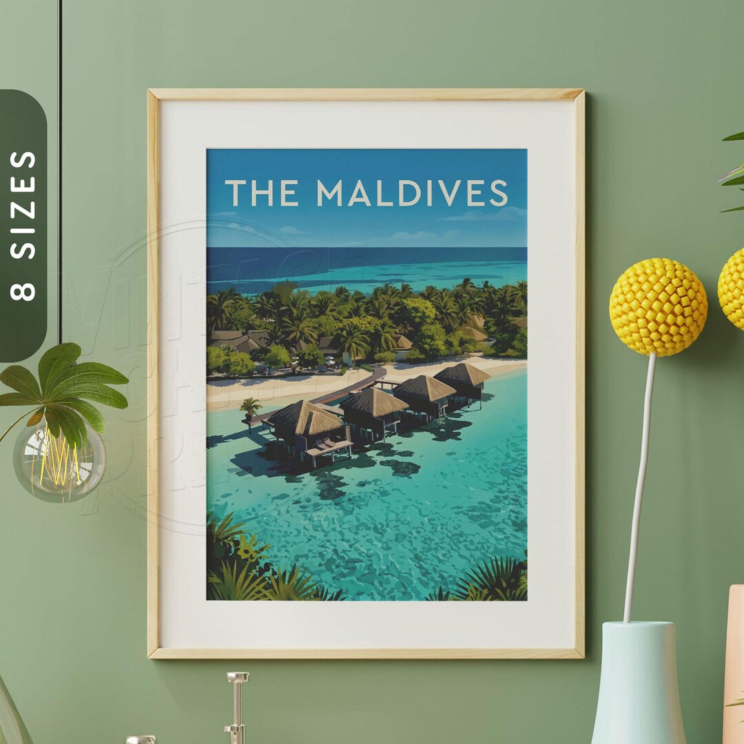 The Maldives | Vintage Travel Poster - Etsy UK
