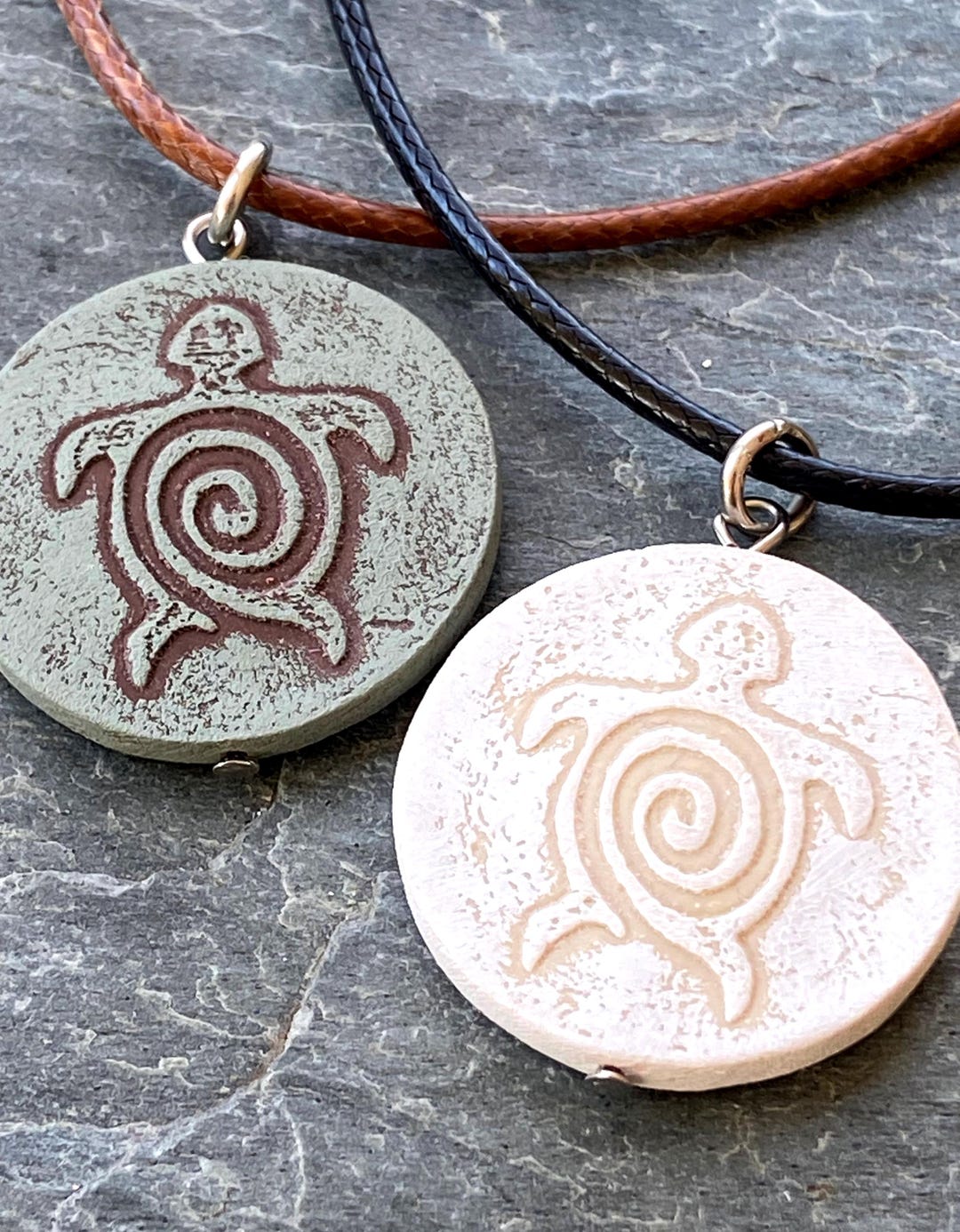 Handmade Sea Turtle Pendant: Porcelain Longevity Amulet, Surfer ...