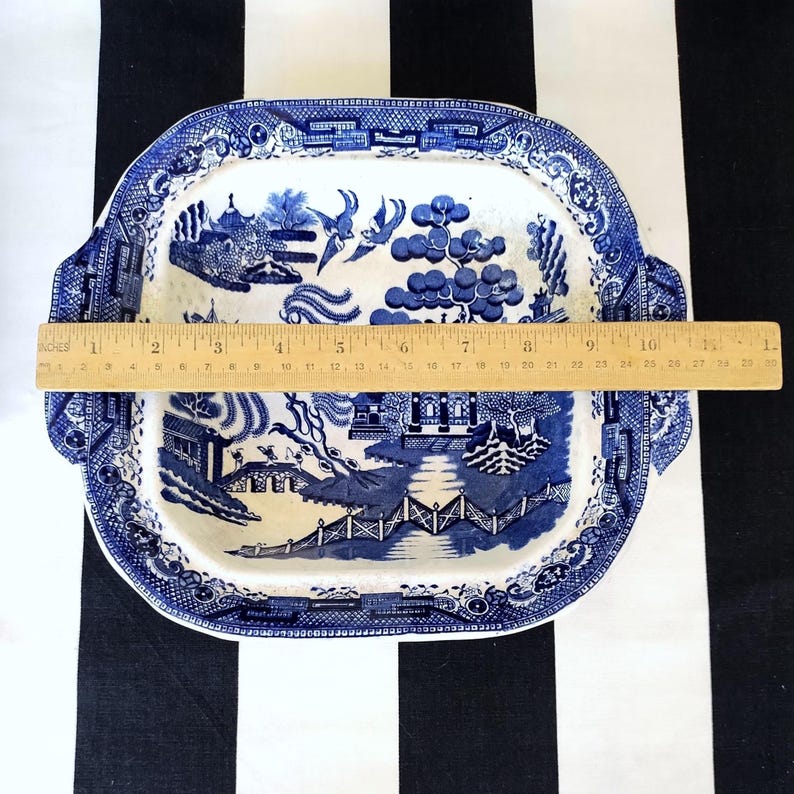 Antique Blue Willow Pattern Soup Tureen With Lid Porcelain Transfer Two ...