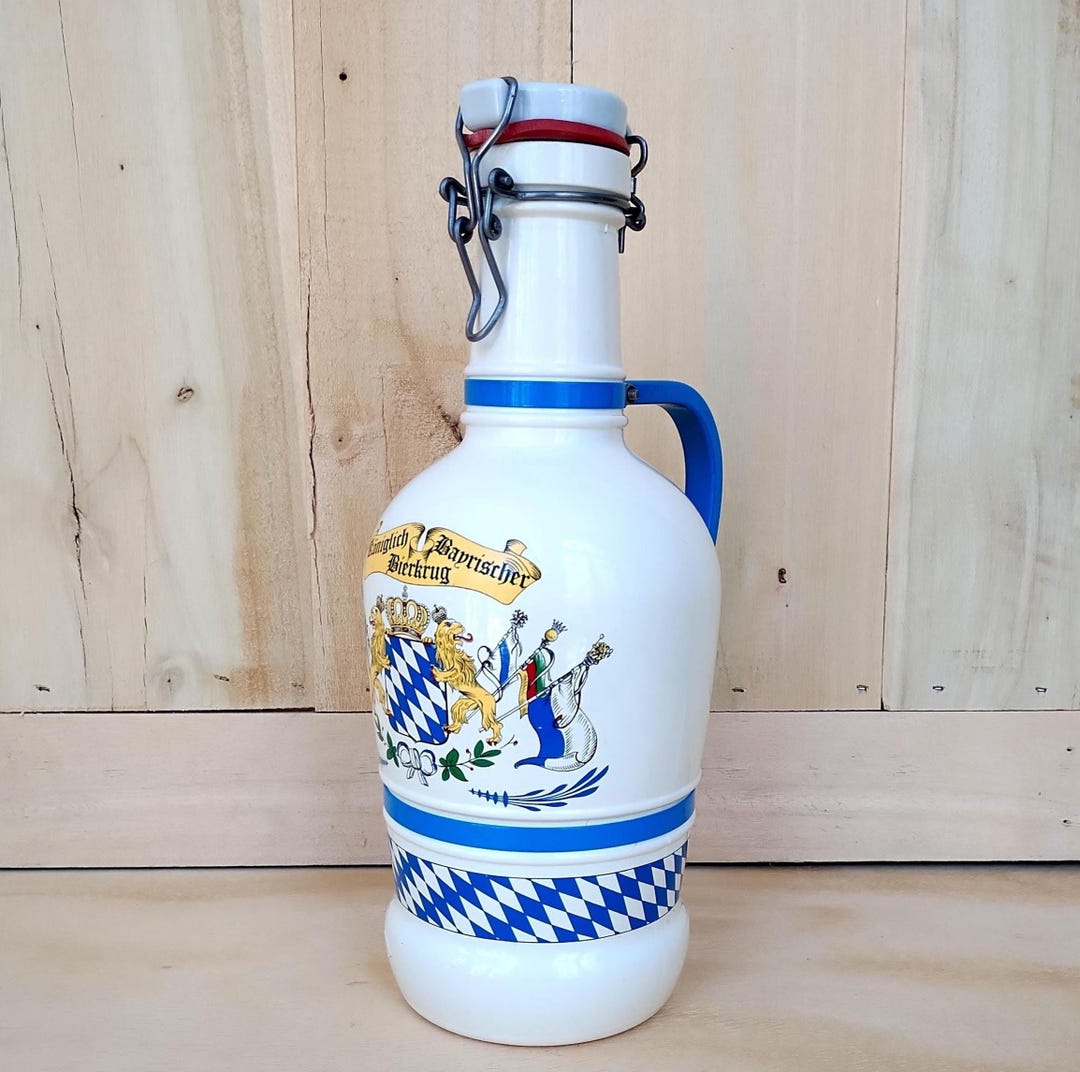 Vintage German Beer Stein / Jug Painted Glass Beer Growler "königlicher ...