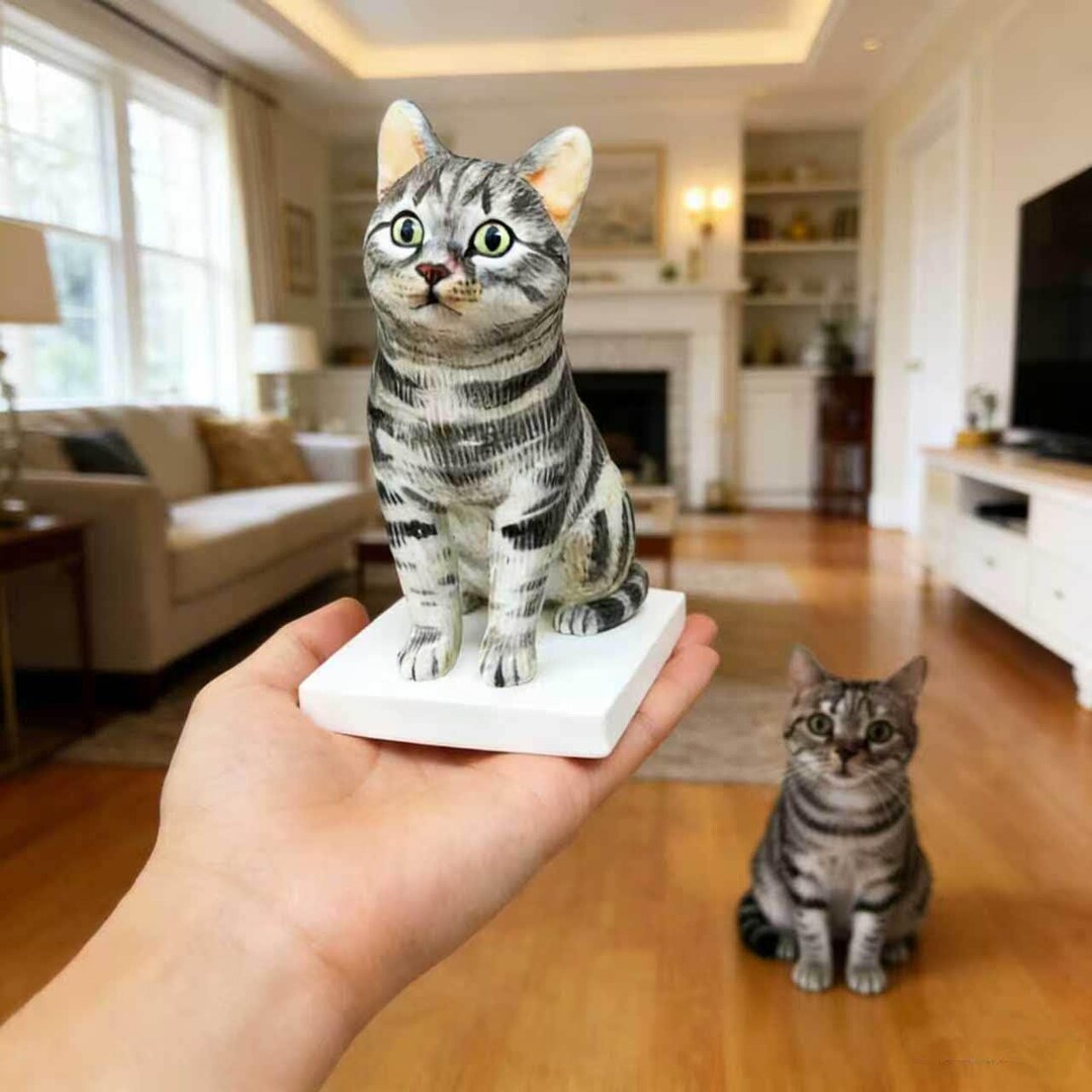 Loss of Cat Gift, Custom Memorial Figurine From Photo, Personalized Cat ...