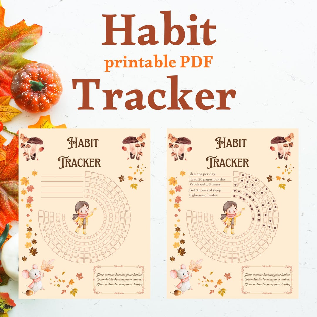 Autumn Habit Tracker Printable: Circular Journal Insert (PDF) - Etsy Canada