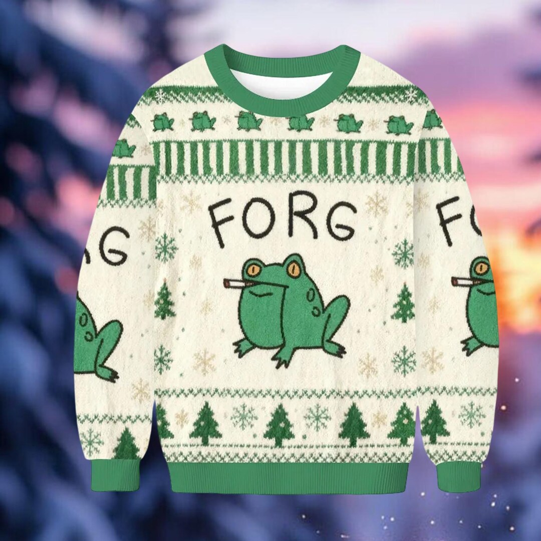 FORG Smoking Meme Ugly Christmas Sweatshirt, Funny Holiday Pullover ...