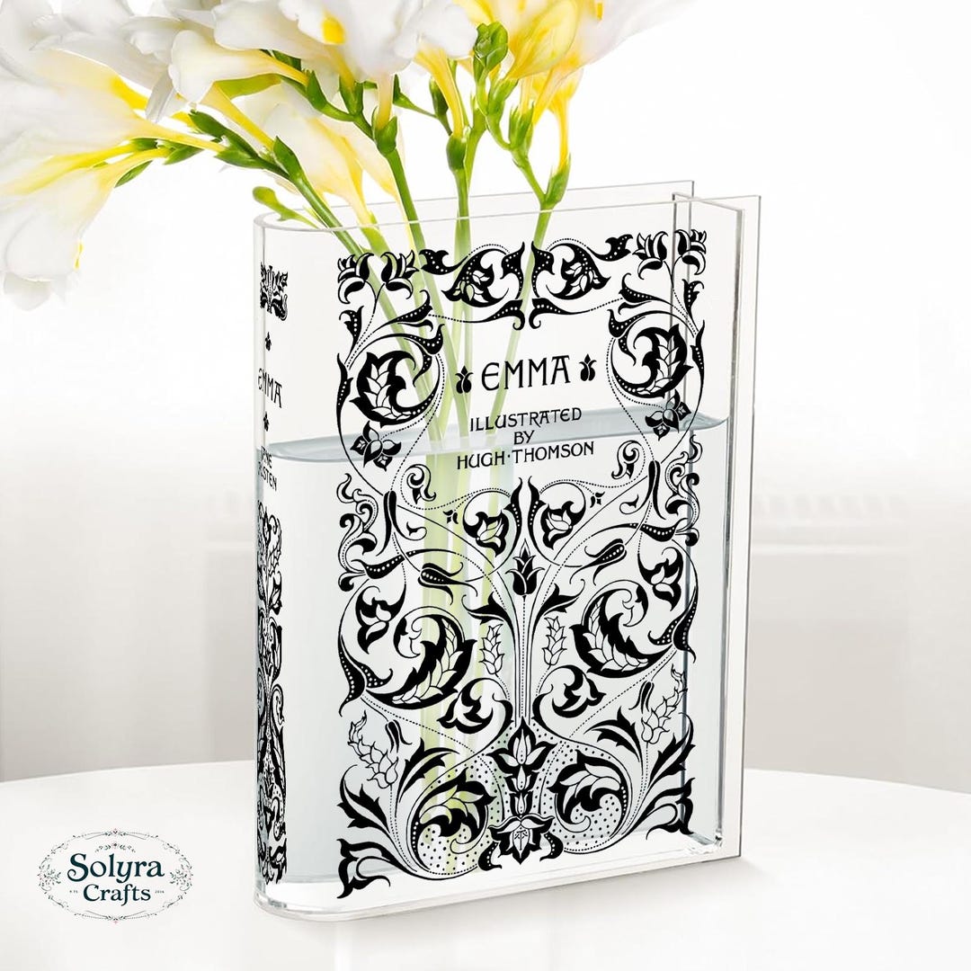 Emma Acrylic Book Vase, Clear Book-shaped Vase, Literary Decor, Gift ...