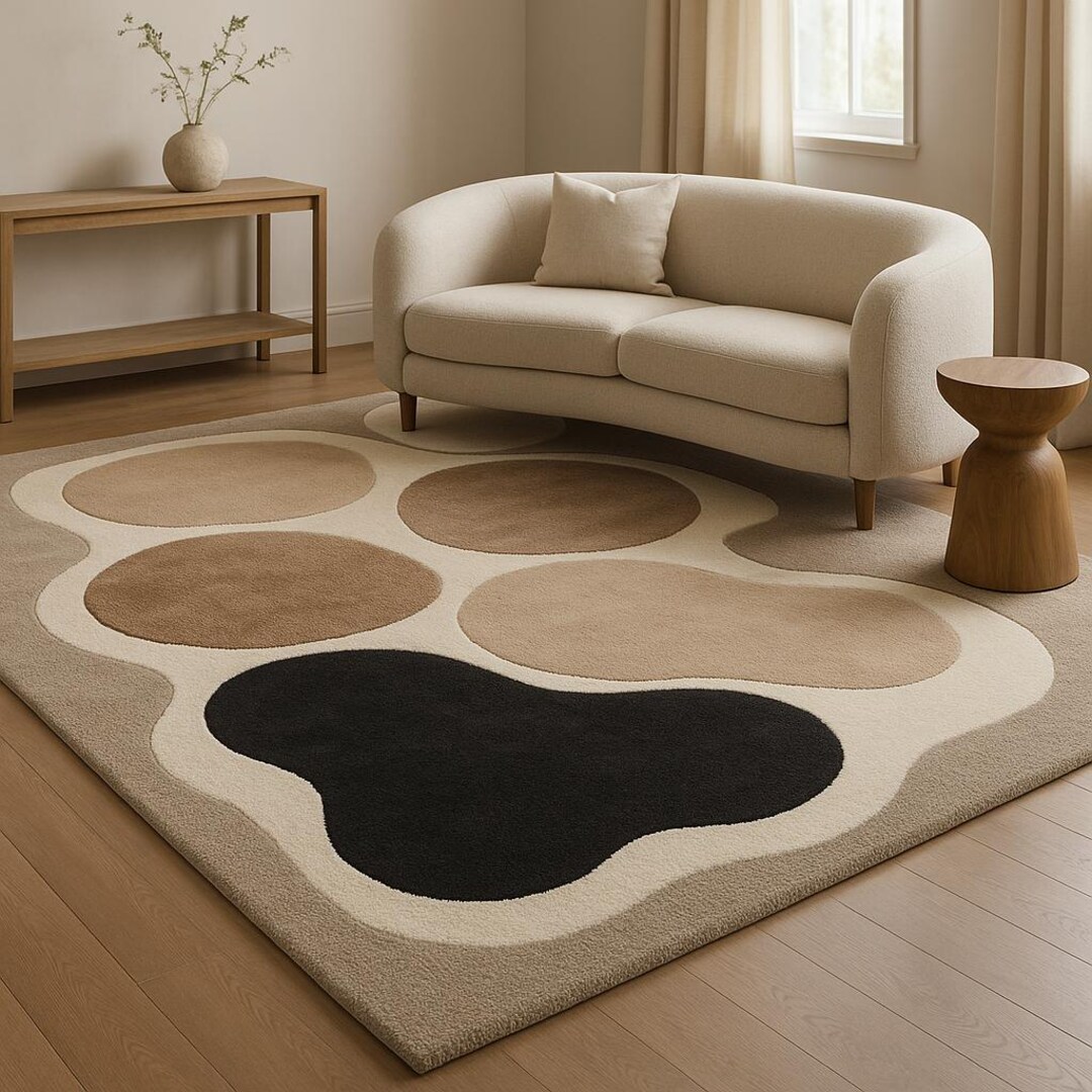 Modern Organic Blob Rug – Neutral Hand-tufted Luxury Carpet - Etsy