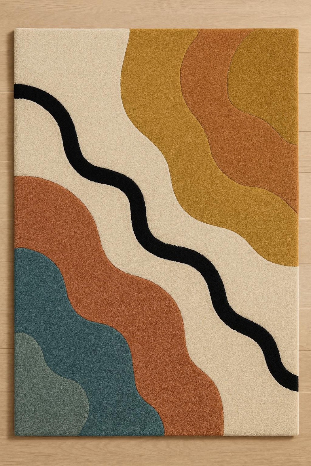 Modern Wavy Abstract Hand-tufted Rug – Multicolor Retro Flow | SABIR ...