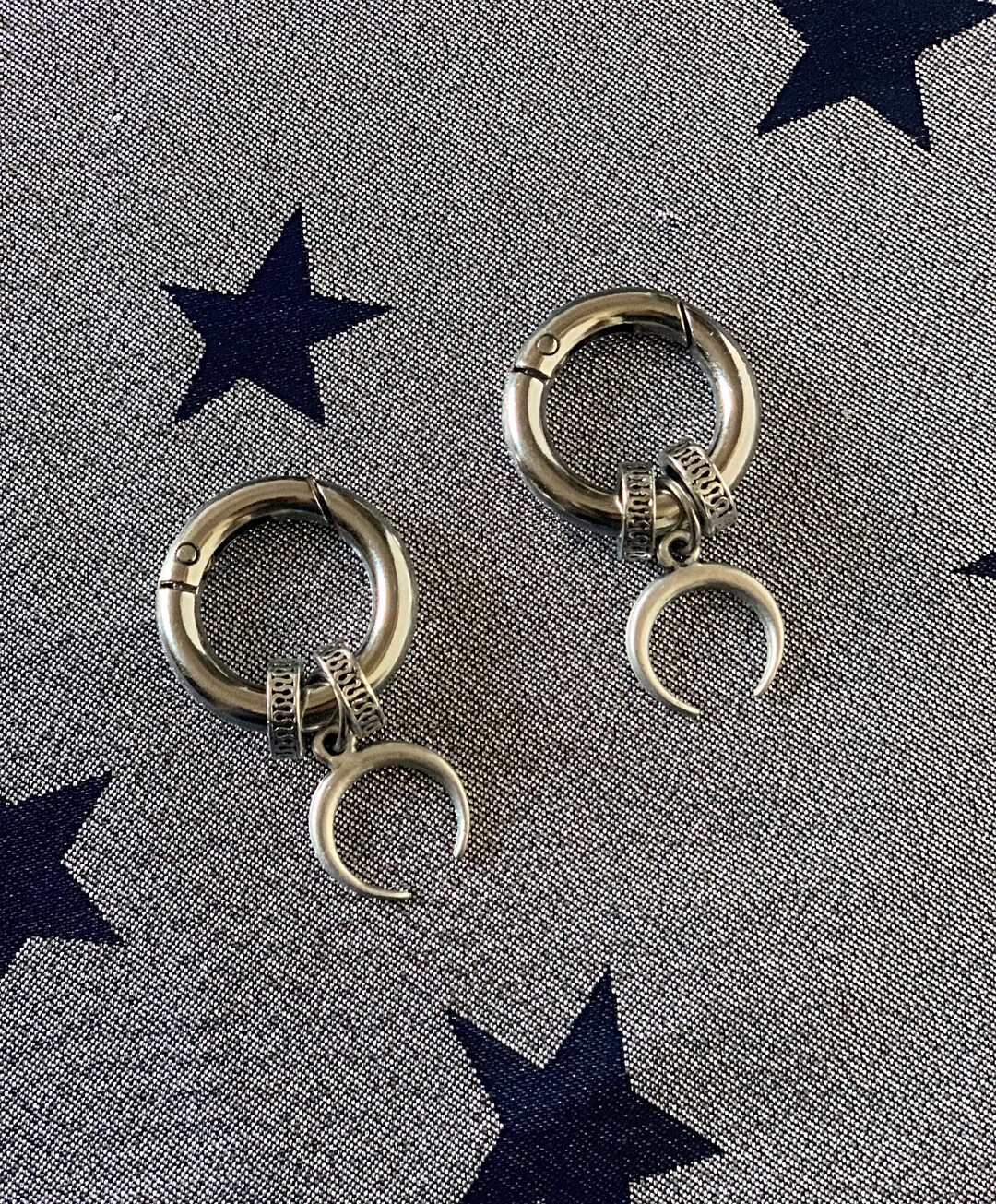 Tribal Moon Ear Weights: Silver Boho Ear Hangers for Stretched Ears - Etsy